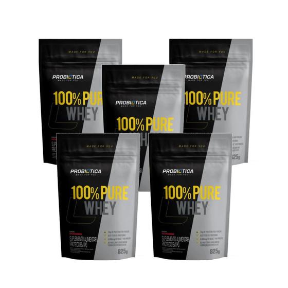 Kit 5x Whey Protein 100% Pure Whey Probiótica Refil 825g - Probiotica - Massa Muscular ...