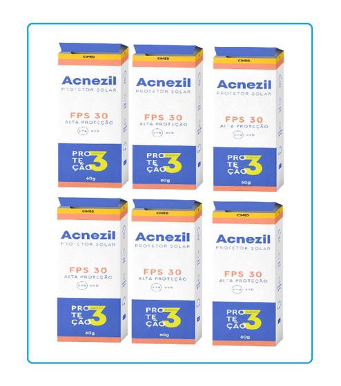 Kit 6 Acnezil Protetor Solar Fps 30 Oil Control 60G - Cimed - Protetor ...