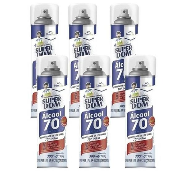 Kit 6 Alcool Spray 70 Super Dom 300Ml - Aerosol - Domline - Álcool de ...