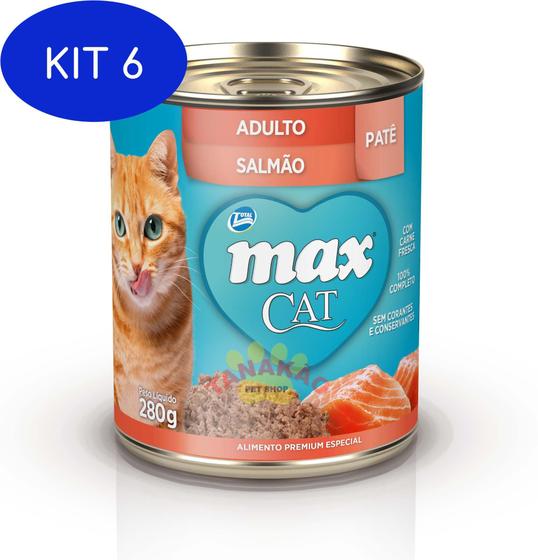 Kit 6 Alimento Úmido Max Cat Lata Para Gatos Adultos Salmão - Total ...