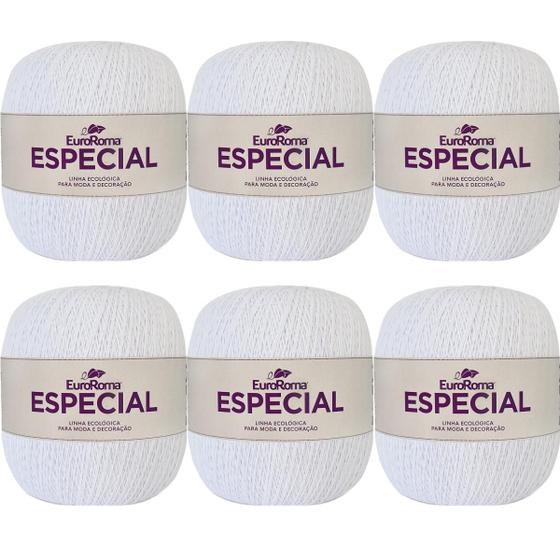 Kit 6 Barbante Fino n2 EuroRoma Especial 500 gramas Cru e Branco para ...