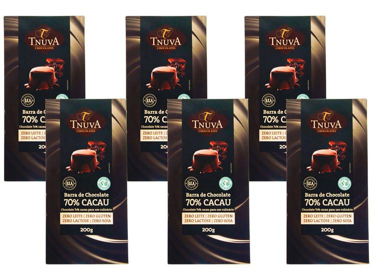 Kit 6 Barra Chocolate 70% Cacau Culinário Vegano Tnuva 200g - Chocolate ...