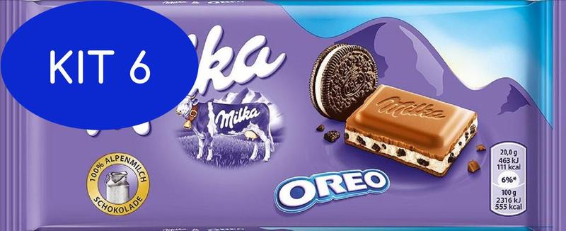 Kit 6 Barra De Chocolate Milka & Oreo 100G - Chocolate / Barra de ...