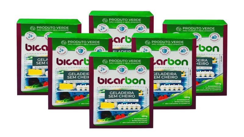 Kit 6 Bicarbonato de Sódio Bicarbon Geladeira Anti Odor 450g ...