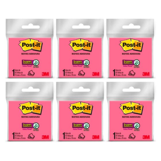Kit 6 Blocos Adesivo Post-It 3M 76x76 mm - Escolha a Cor - Bloco ...