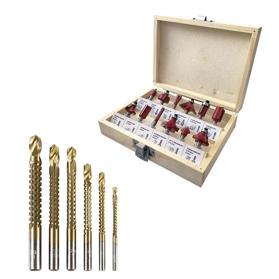 Kit 6 Brocas de Corte Lateral + Jogo 12 Fresas Para Tupia - CHARBS ...