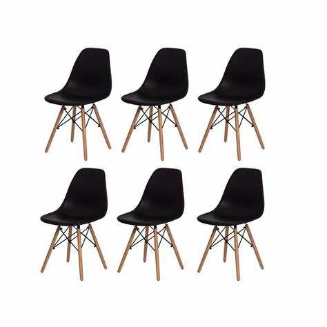 Kit 6 Cadeiras Charles Eames Wood Design Eiffel Preta - homelandia ...