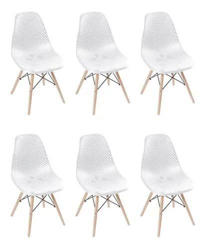 Kit 6 Cadeiras Eames Design Colméia Eloisa branco off white ...