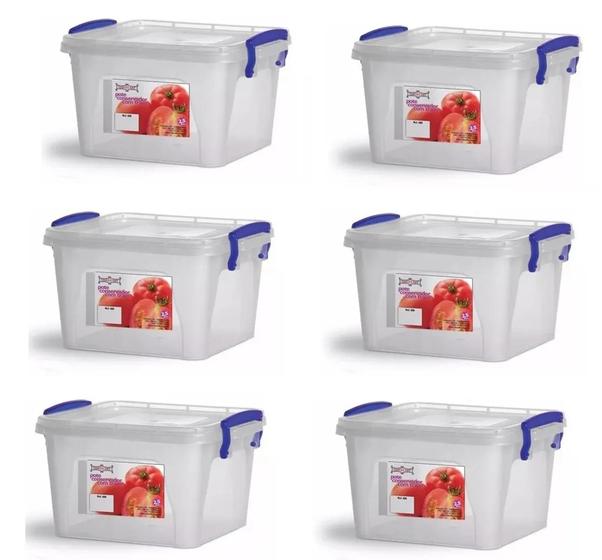 KIT 6 Caixa Box Top 2,5 Litros Transparente Com Trava N486 - Niquelart ...