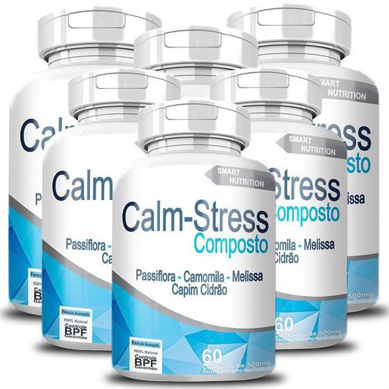 Kit 6 Calm-Stress Composto 500Mg 60 Cápsulas - 4 Elementos ...