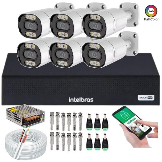 Kit 6 Camera de Segurança Infravermelho Full Hd Colorida Dia Noite Dvr ...