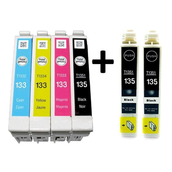Kit 6 Cartuchos para Impressora Stylus T25 Tx133 Tx135 TX123 Tx125 ...