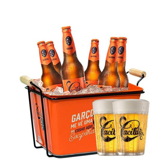 Kit 6 Cervejas Cacildis 355ml + 2 Copos 300ml e 1 Balde - Brassaria ...