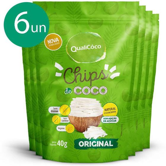 Kit 6 Chips de coco tradicional Qualicôco 40g - Frutas Secas ...