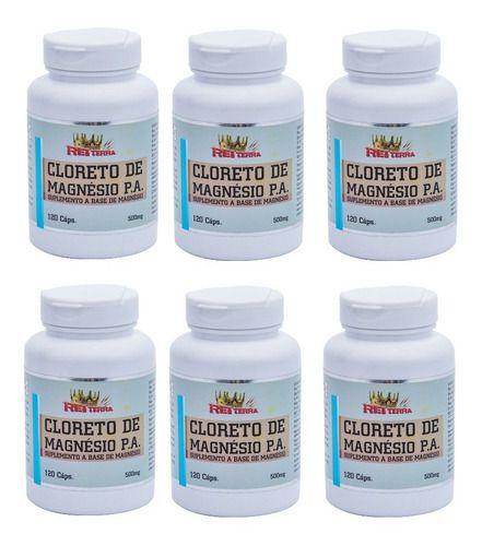Kit 6 Cloreto De Magnésio P.a 500mg 120cápsulas - Rei Terra - Cloreto de Magnésio / Magnésio ...