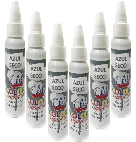 Kit 6 Corantes Liquido Gel Azul Seco 25G Iceberg - Corante Alimentício ...