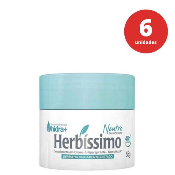 Kit 6 Desodorante Herbissimo Creme Neutro 55g - Desodorante - Magazine ...