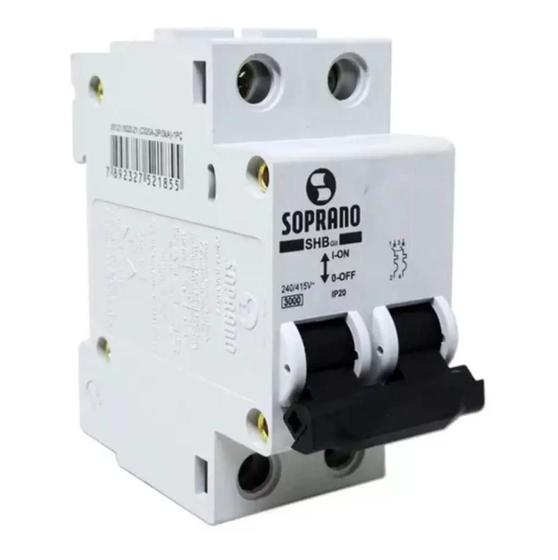 Kit 6 Disjuntor Din Bifásico 40a 50a 63a Shb-gll - Soprano - Disjuntor Din - Magazine Luiza