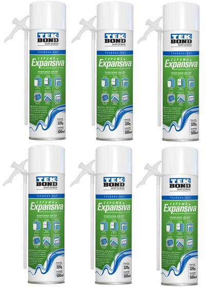 Kit 6 Espuma Expansiva PU 500ml/320g TEKBOND - Espuma Expansiva - Magazine Luiza