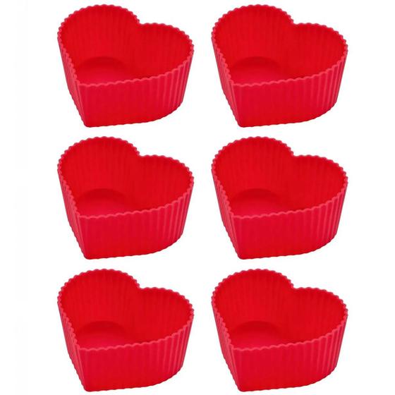 Kit 6 Formas para Cupcakes Muffin Formato Coração Yangzi em Silicone ...