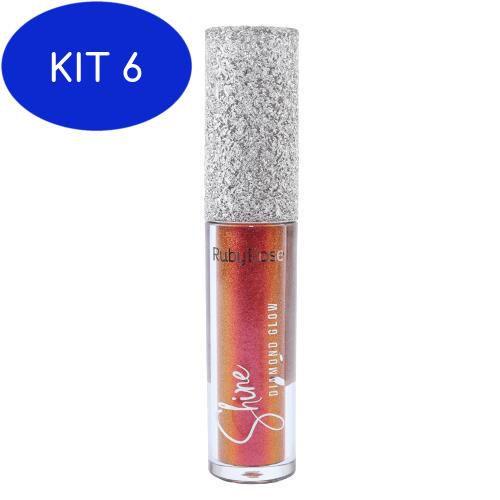 Kit 6 Gloss Labial Diamond Glow Shine Ruby Rose 004 - Gloss e Brilho ...