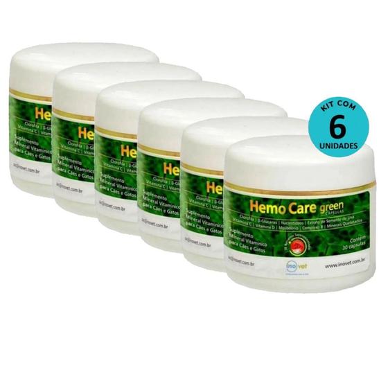Kit 6 Hemo Care Green Suplemento P/ Cães e Gatos C/ 30 Cápsulas ...