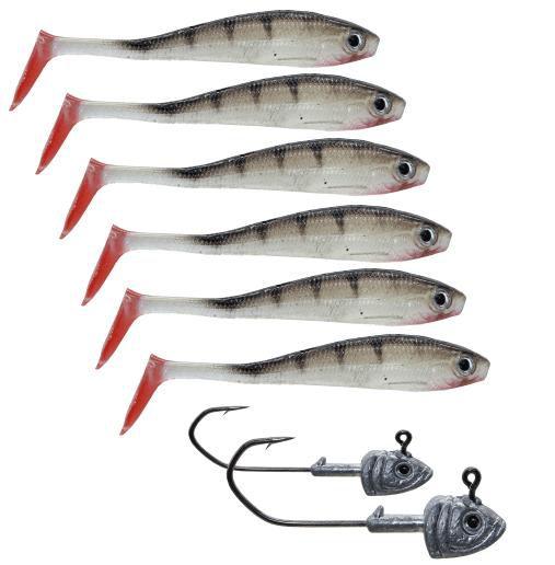 Kit 6 Iscas Artificiais Pesca Soft 10cm + 2 Anzol Jig Maruri ...
