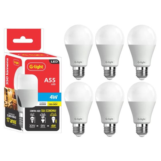 Kit 6 Lâmpadas Led 4w E27 Autovolt 6500k Branco Frio Cor Da Luz Branca ...