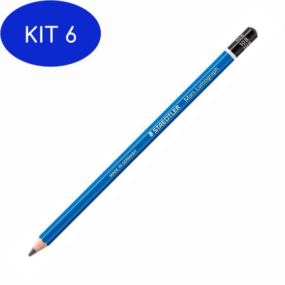 Kit 6 Lápis Grafite Graduado Staedtler Mars Lumograph 10B - Lápis ...