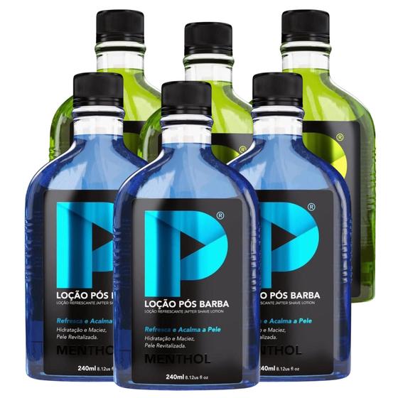 Kit 6 Loção Pos Barba Play Barber 240ml Menthol e Lemon Profissional ...