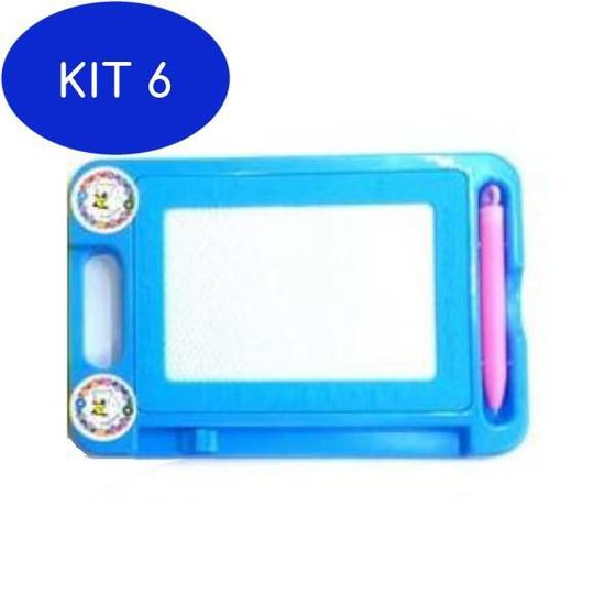 Kit 6 Lousa Magica Retangular 20 X 13 Cm Cor Azul - Abb Mix - Lousas ...