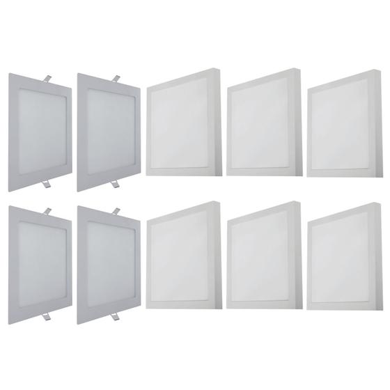 Kit 6 Luminárias De Sobrepor Led 18W 6500K 22,5 x 22,5 cm e 4 Plafons ...