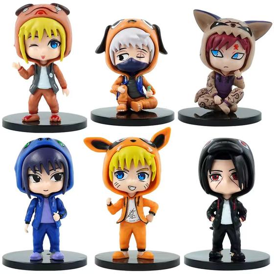 Kit 6 Miniaturas Naruto Ninjas Fofos Fantasiados Naruto Sasuke Gaara ...