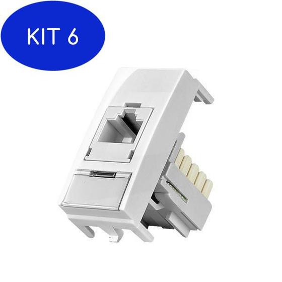 Kit 6 Módulo Rede De Informática Rj45 Cat5E Sleek Branco - Margirius ...
