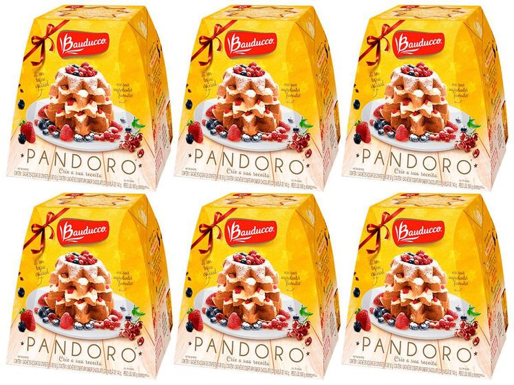 Kit 6 Panetone Pandoro Bolo Italiano Bauducco 500g - Panetone ...