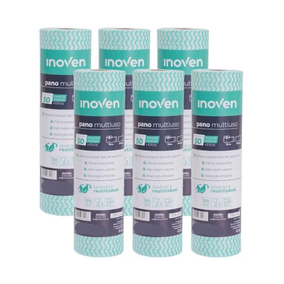 Kit 6 panos Pano Multiuso Rolo 28 x 25 m Inoven - 300 panos - Pano ...