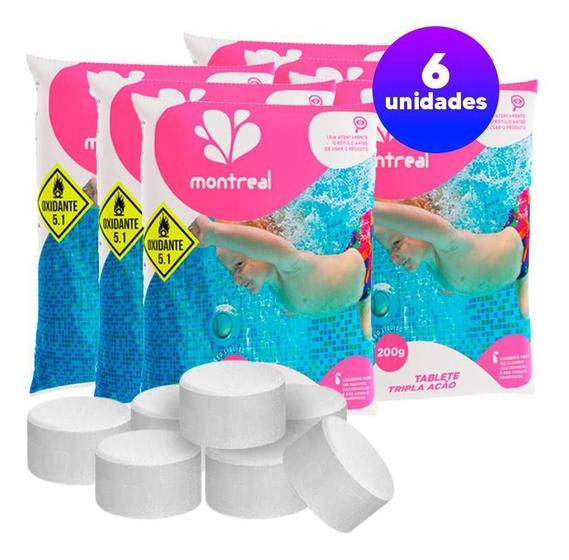 Kit 6 Pastilhas Montreal Tripla Ação 200g Para Piscinas - Montreal ...
