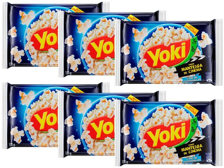 Kit 6 Pipoca Microondas Sabor Manteiga de Cinema Yoki 100g - Pipoca de ...