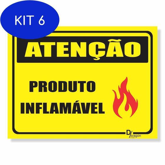 Kit 6 Placa De Sinalização Produto Inflamável - Ps1Mm 10X14Cm - D ...