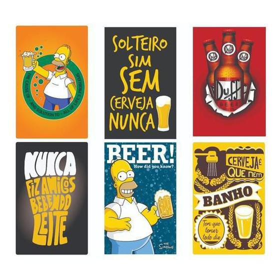 Kit 6 Placas Decorativas Beer Cerveja Homer Simpson Duff - Artesanal ...