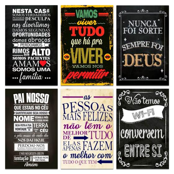 Kit 6 Placas Decorativas Frases Motivacionais 20x13 cm Mdf - Art Print ...
