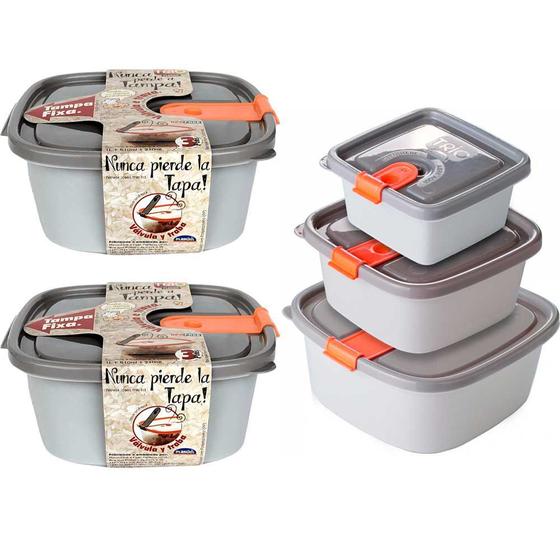 Kit 6 potes para mantimento frutas marmita vasilha plastico freezer ...