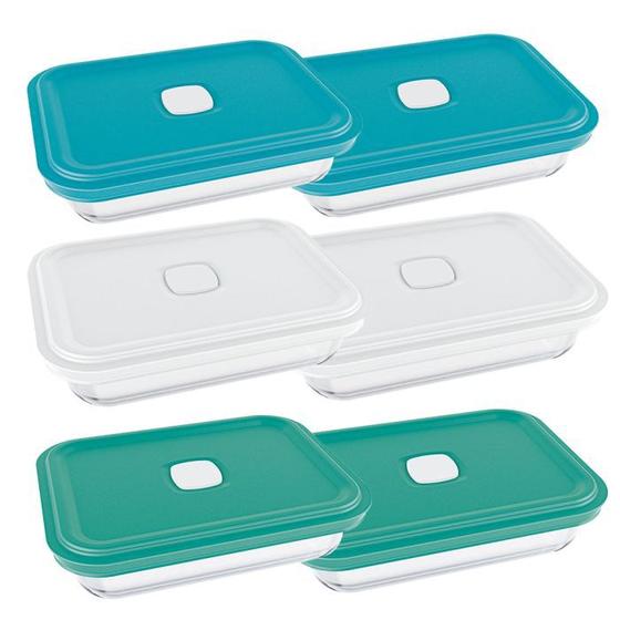 kit 6 Potes Tigela Retangular Marinex de Vidro Vap 750ml - Tigela ...