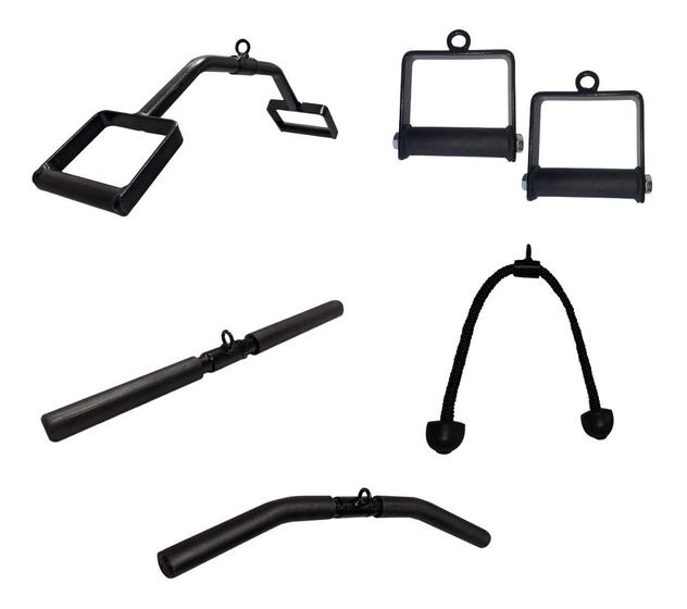 Kit 6 Puxadores Barra Pulley Cross Over Academia - Rei do Fitness ...