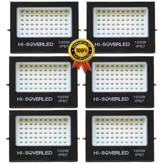 Kit 6 Refletor Led 100W Holofote Bivolt Prova Água Ip67 Frio - Hi-Sover - Refletor - Magazine Luiza