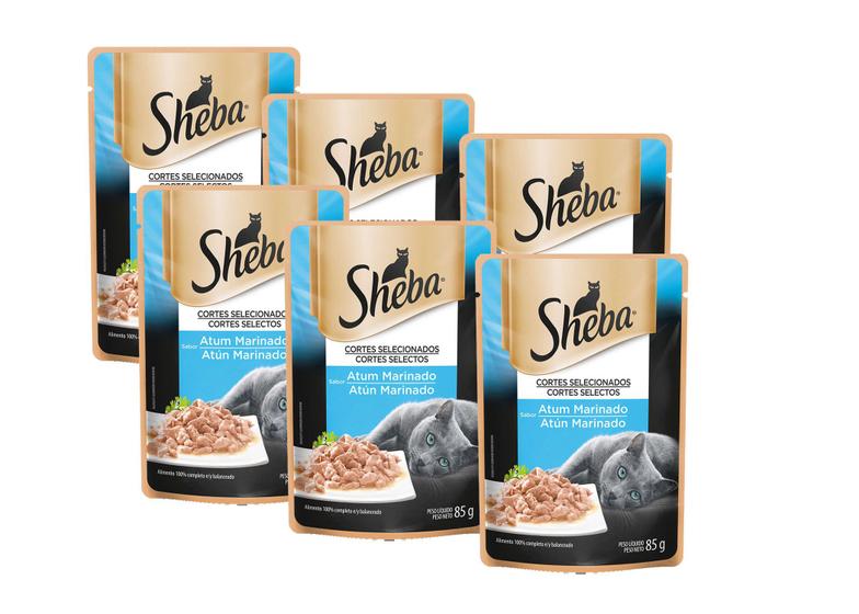 Kit 6 Sachê Sheba Gatos Adultos Atum Marinado - 85g - Ração Úmida para ...
