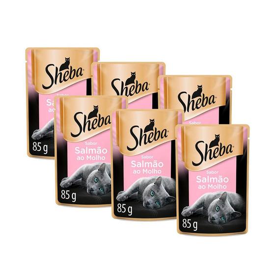 Kit 6 Sachê Sheba Gatos Adultos Salmão Ao Molho - 85g - Ração Úmida ...