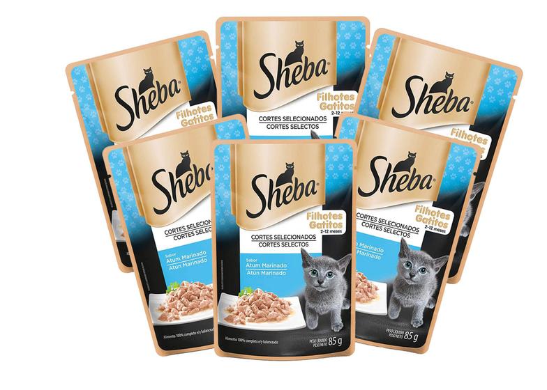 Kit 6 Sachê Sheba Gatos Filhotes Atum Marinado - 85g - Ração Úmida para ...
