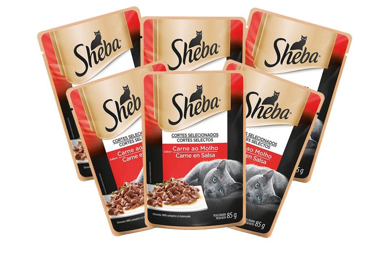 Kit 6 Sachê Sheba Gatos Filhotes Carne Ao Molho - 85g - Ração Úmida ...