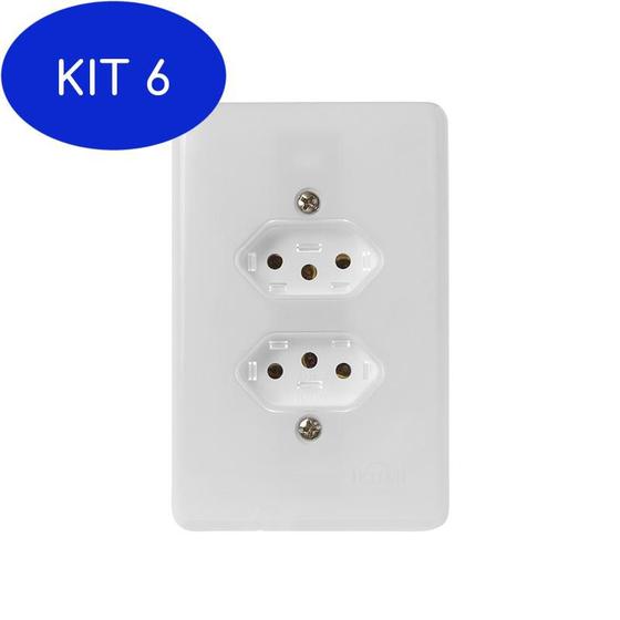 Kit 6 Slim Modular Conjunto 4x2 2 Tomadas 2P + T 10A 250V - Ilumi - Espelho / Placa de Tomada e ...